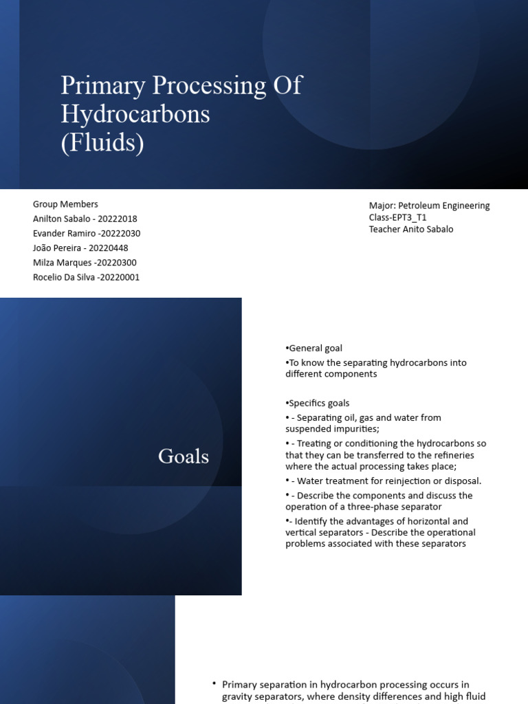 Primary Processsiong of Hydrocarbons (Fluids) | PDF