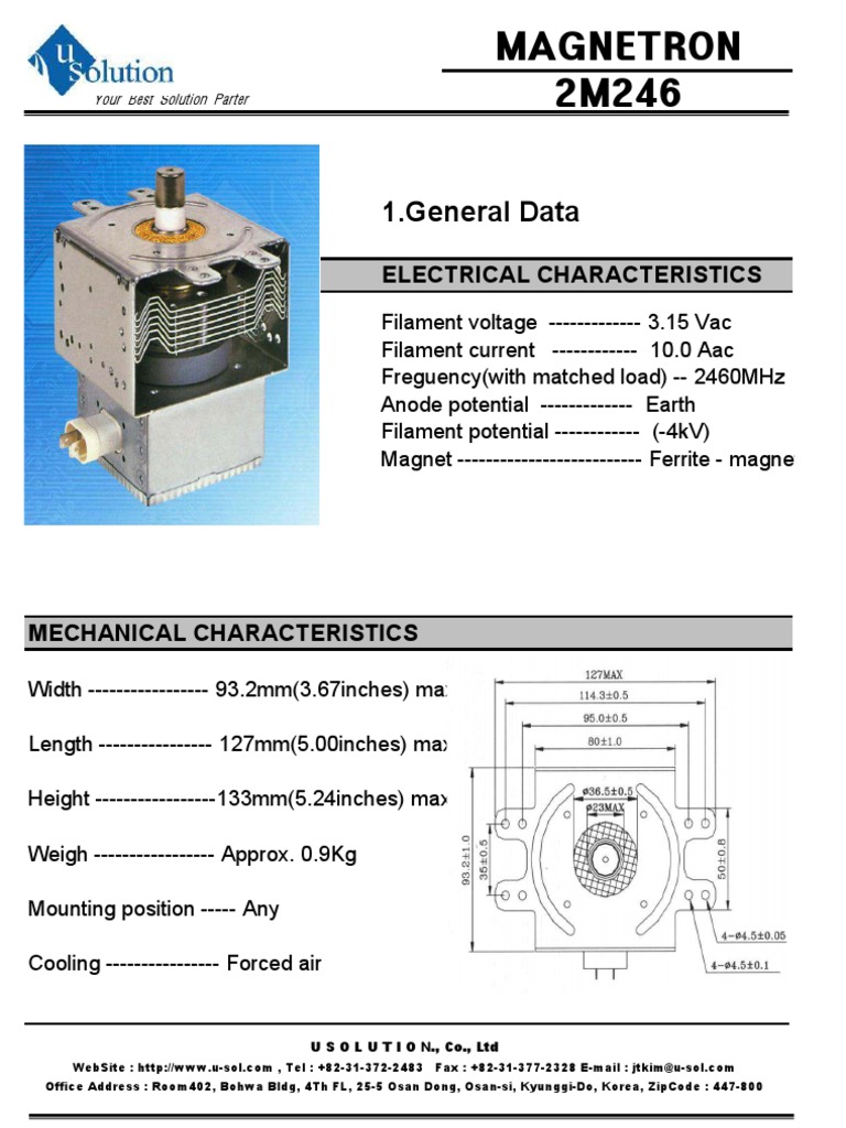 Magnetron 2M246: 1.general Data | PDF | Rectifier | Power Supply