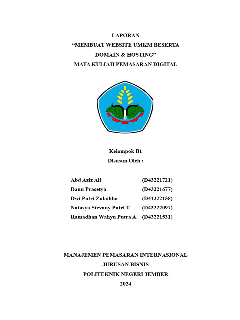 B1 Laporan Membuat Website Domain Hosting Pemasaran Digital Pdf