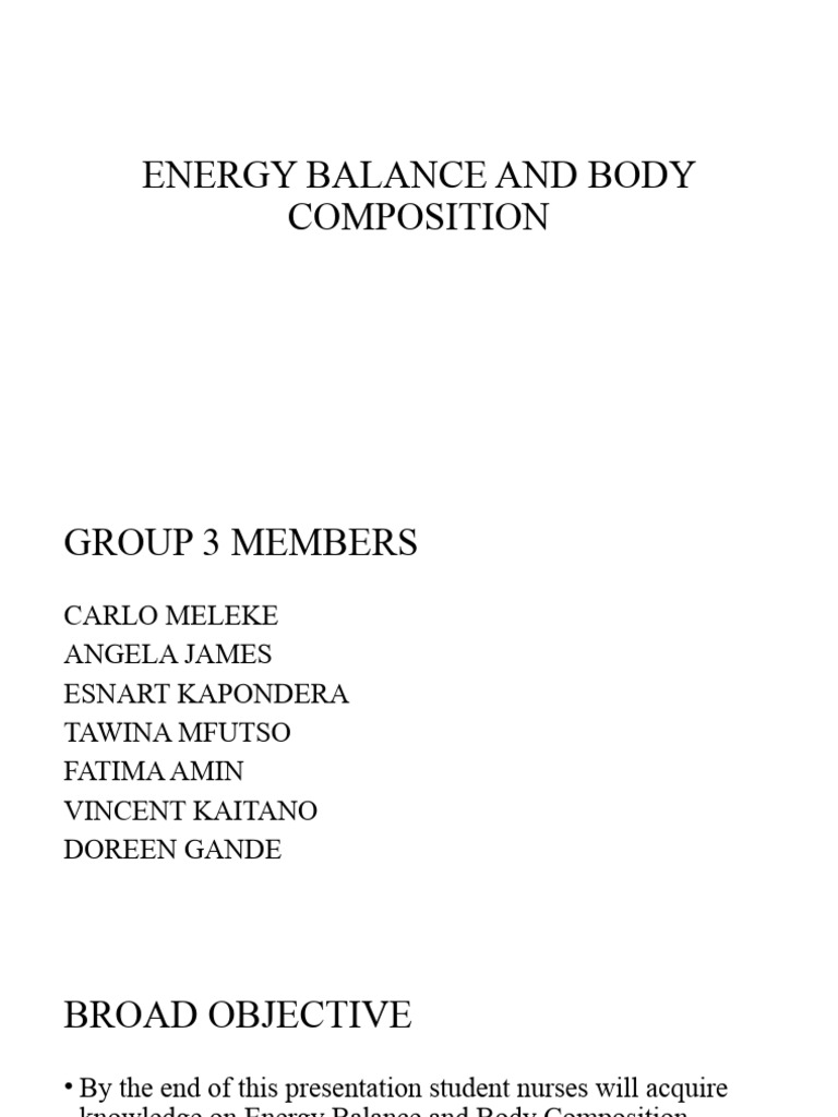 Energy Balance and Body Composition Guide | PDF | Nutrition | Diet ...
