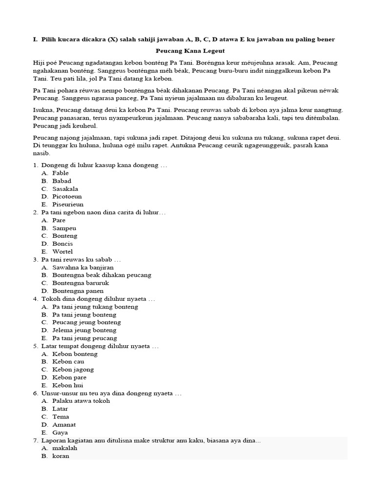 latihan soal sunda kelas x | PDF