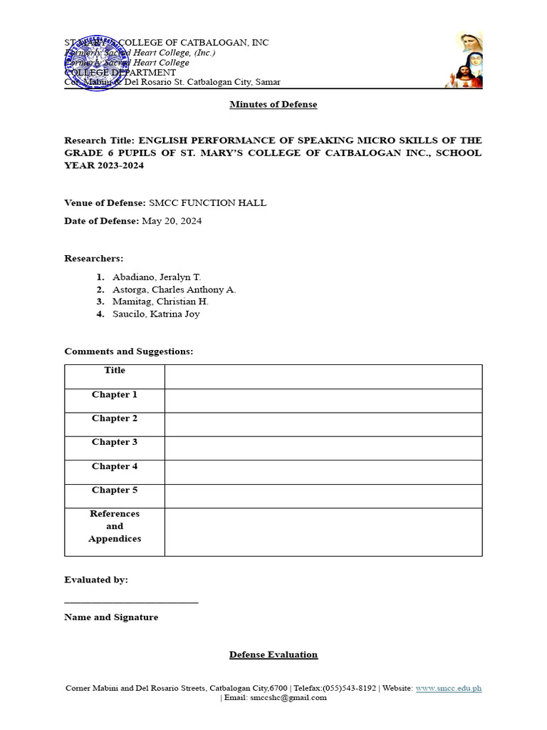 Minutes of Defense | PDF