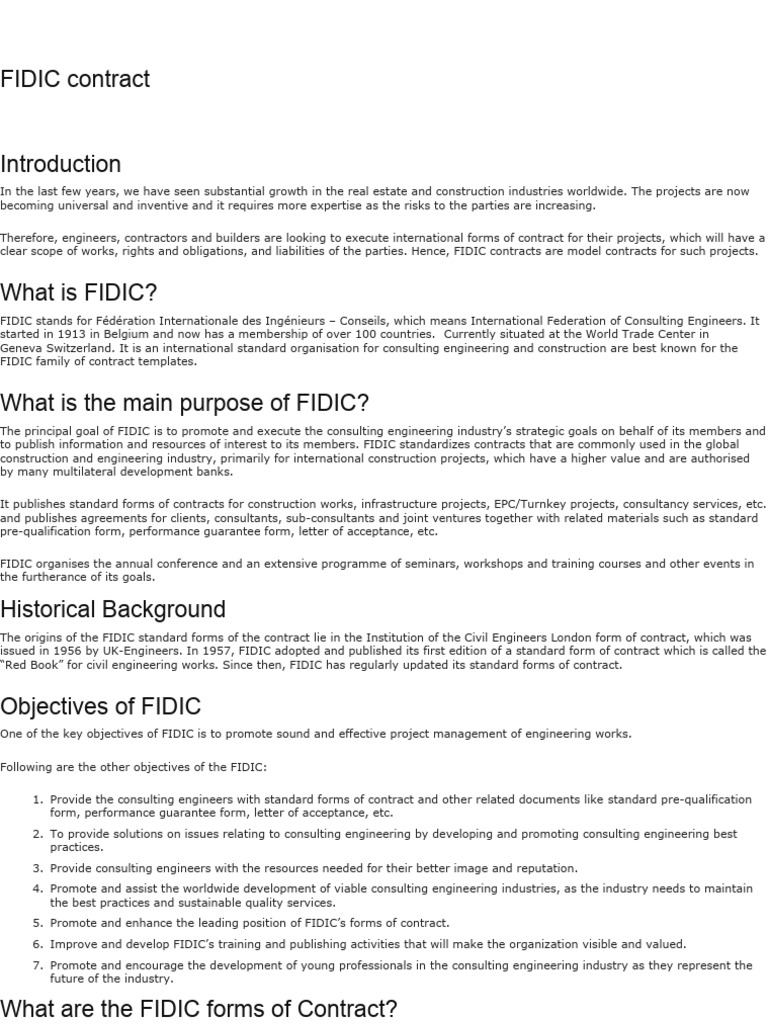 FIDIC Contract | Download Free PDF | Consultant | Employment