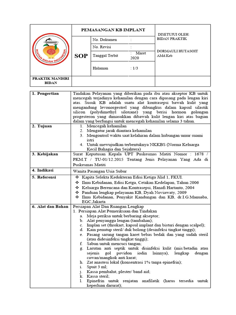 Panduan Pemasangan KB Implan | PDF | Kesehatan Holistik | Sains ...