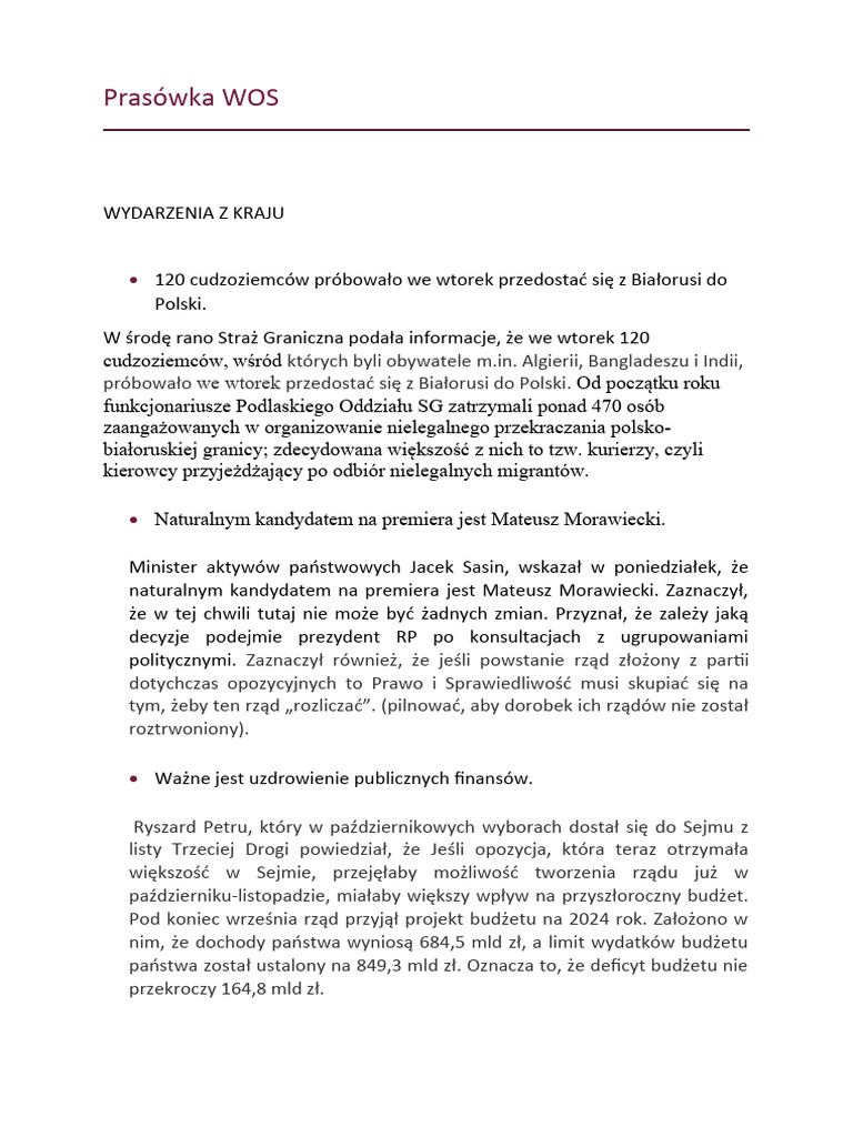 Prasówka WOS | PDF
