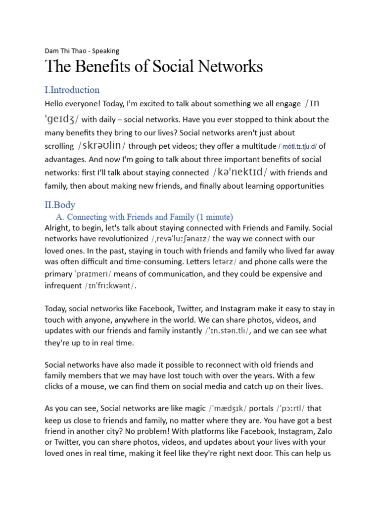 The Benefits of Social Networks | PDF | Popular Culture & Media Studies ...