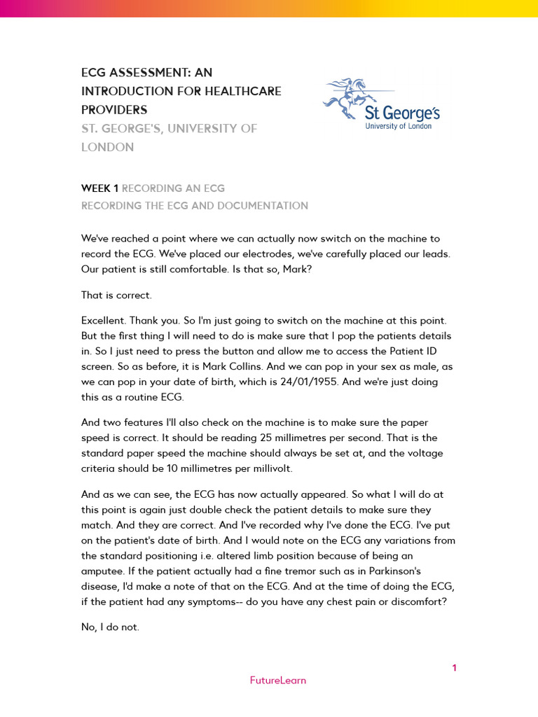 ECG Recording Guide for Providers | PDF | Electrocardiography | Causes ...