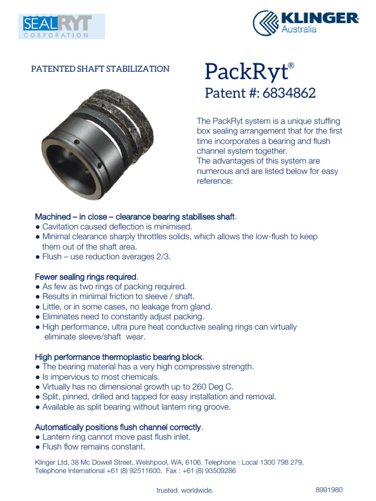 Pack RYT Klinger Brochure 2020 | Download Free PDF | Bearing (Mechanical) | Pump