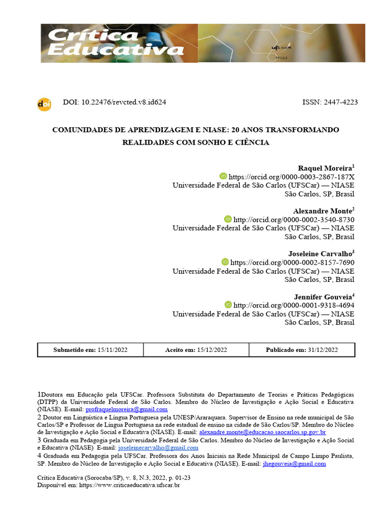 Comunidades de Aprendizagem e Niase | PDF | Aprendizado | Pedagogia