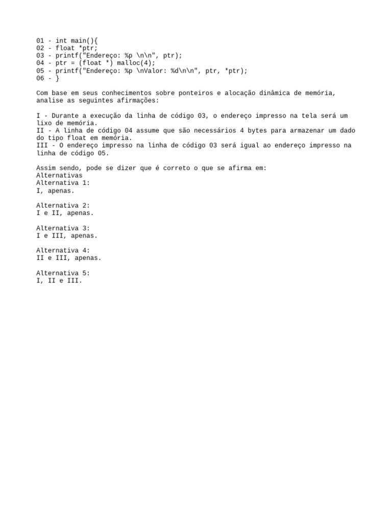 A Alocação Dinâmica de Memória É Um Conceito Da Programação, Ela Refere ...
