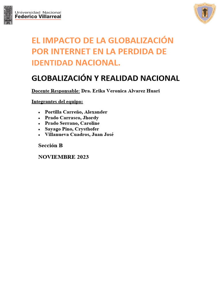 El Impacto de La Globalización Por Internet en La Perdida de Identidad Nacional. | PDF ...