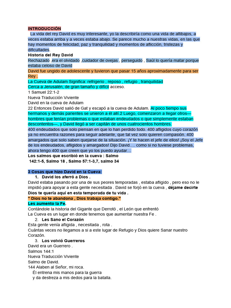 La Cueva De Adulam Pdf David Salmos