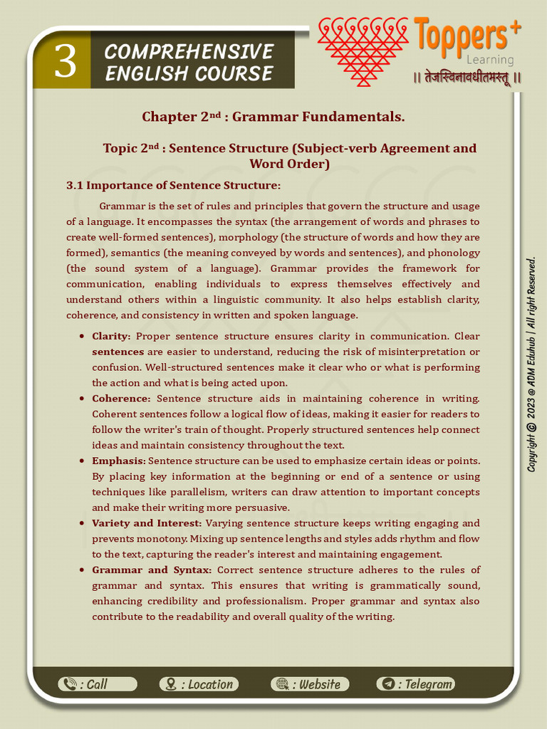 Topic 3 | PDF | Grammatical Number | Subject (Grammar)