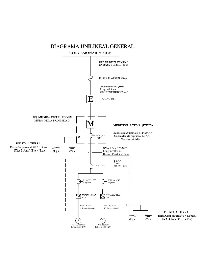 Diagrama Unilineal Tipo | Descargar gratis PDF | Energia electrica ...