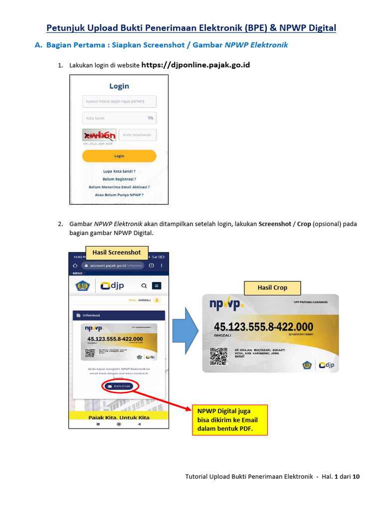 Petunjuk Upload Bukti Penerimaan Elektronik (BPE) & NPWP Digital | PDF ...