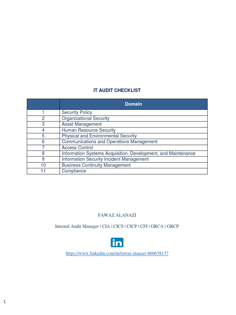 It Audit Checklist | PDF | Information Security | Security