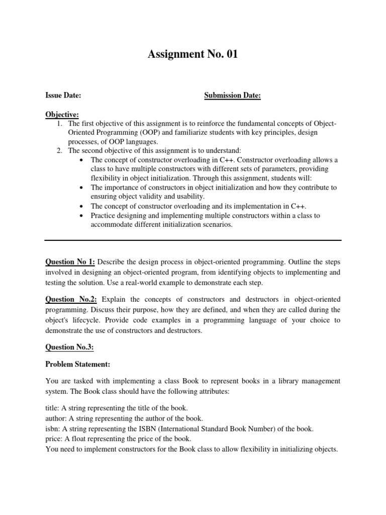 OOP Assignment: Constructor Overloading in C++ | PDF | Object Oriented ...