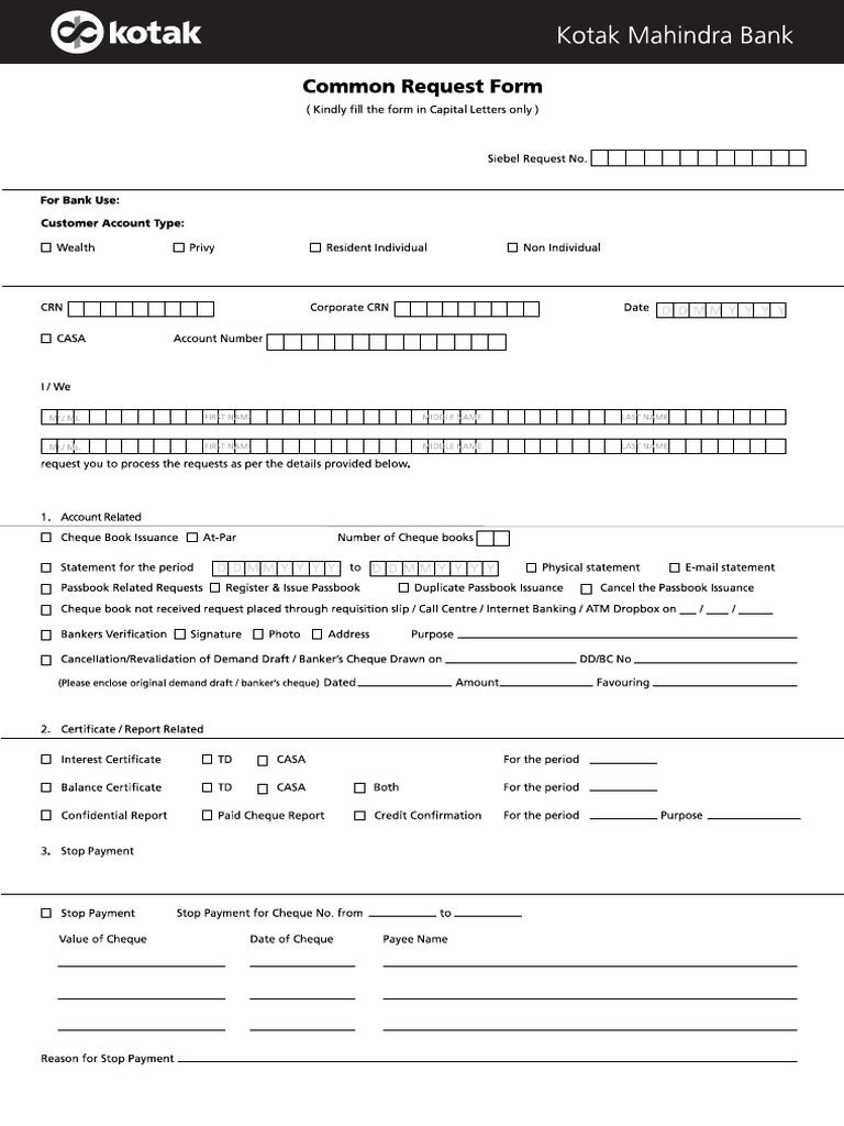 Account Related Common Request Form | PDF