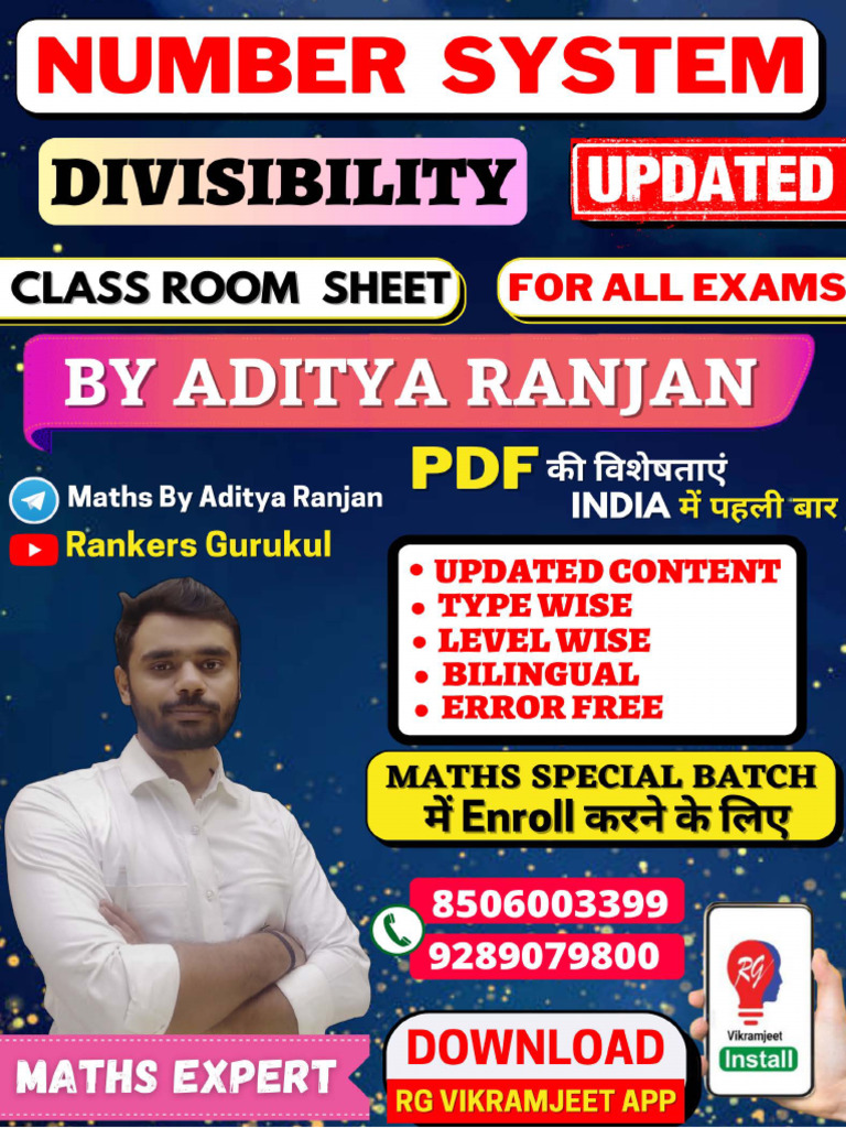 005 Divisibility Classroom Sheet MATHEMATICS NUMBER SYSTEM | Download Free PDF | Mathematics