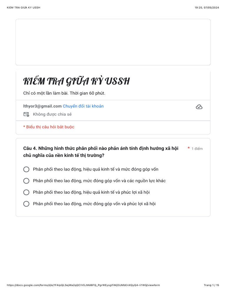 Kiểm Tra Giữa Kỳ Ussh | PDF