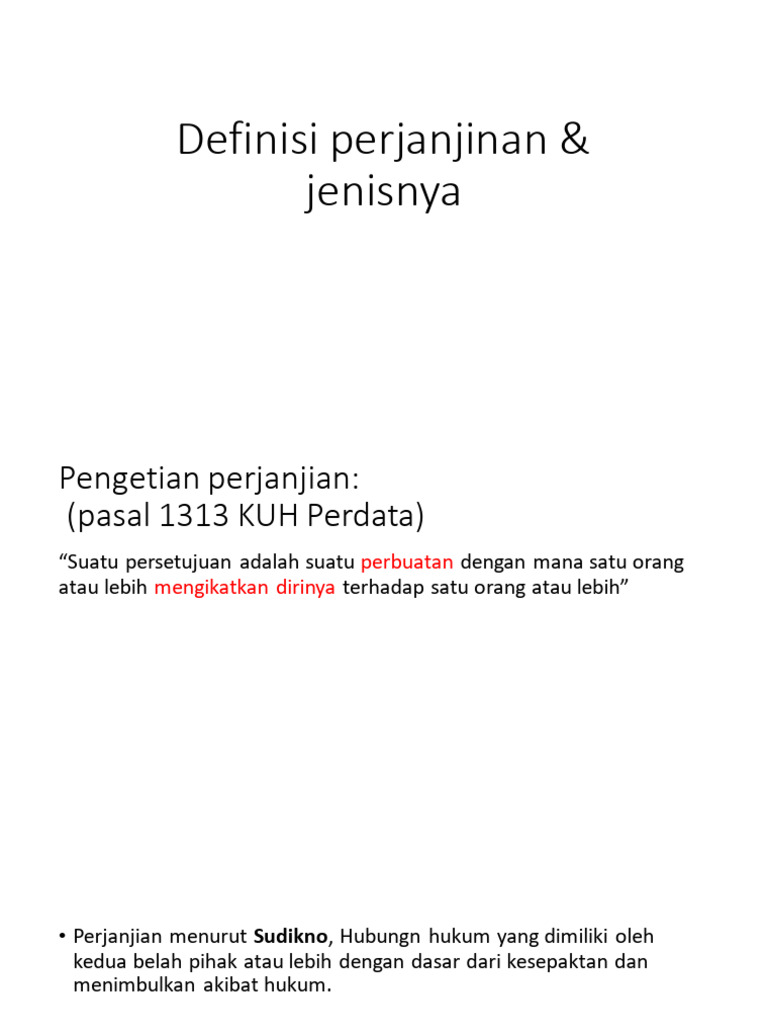 Definisi Dan Jenis2 Perjanjian | PDF