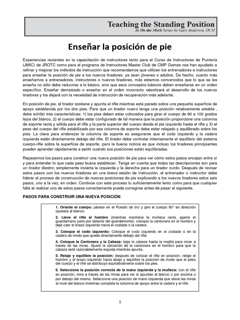 Enseñar La Posición de Pie | PDF | Mano | Hombro
