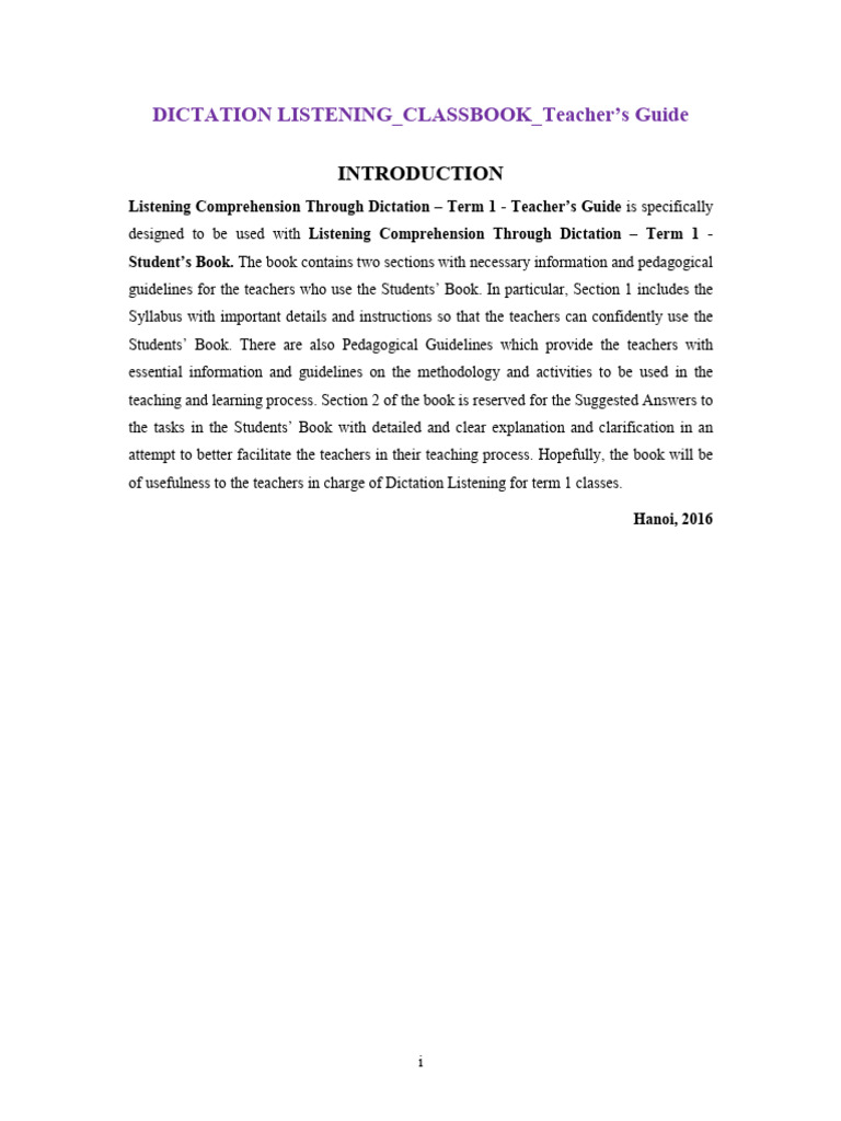 Dictation Listening - Classbook - Teacher's Guide | PDF | Reading ...