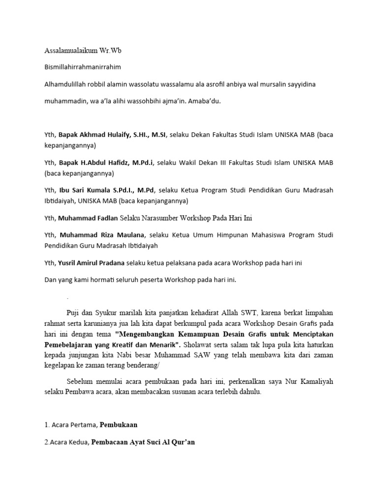 Teks MC Workshop | PDF