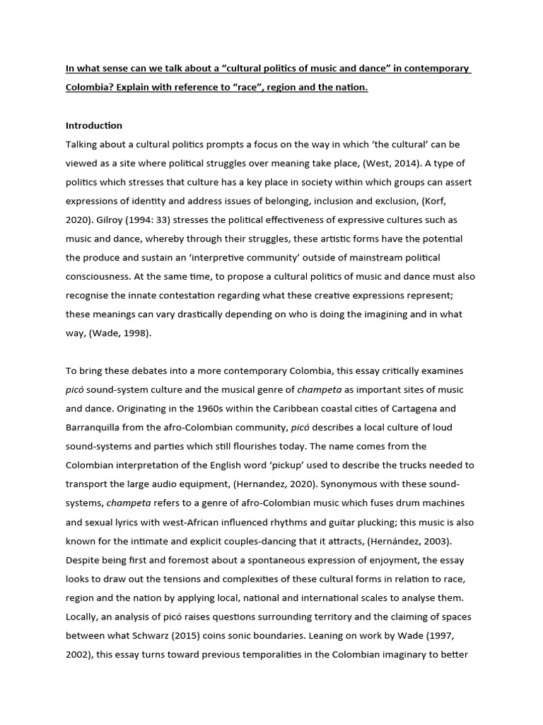 Cultural Politics Colombia Essay Louis Lovell | PDF | Colombia | White ...