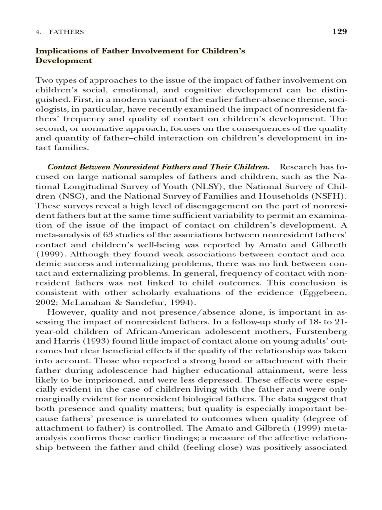 Father Involvement and Child Development | PDF | Adolescence ...