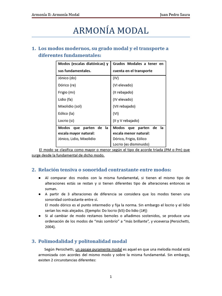 Armonía Modal: Fundamentos y Acordes | PDF | Acorde (Música) | Modo ...