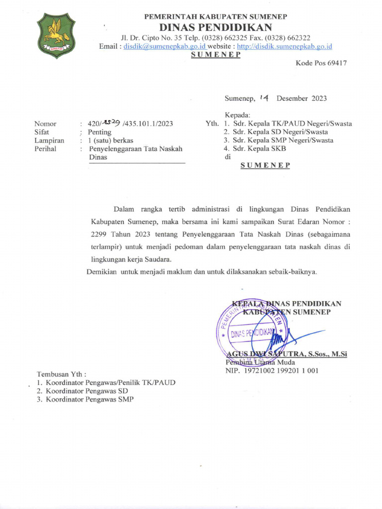 SURAT PENYELENGGARAAN TATA NASKAH DINAS | PDF