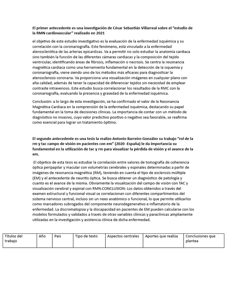 cuadro metodologia | PDF | Imagen de resonancia magnética | Ct Scan
