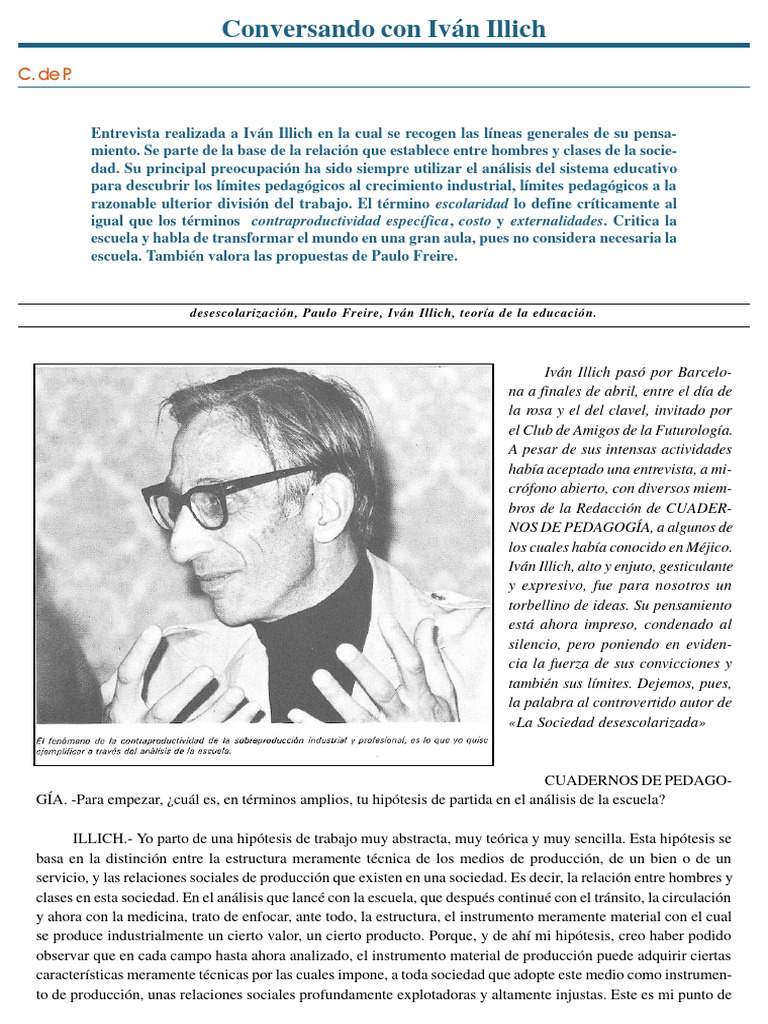 Entrevista sobre la Ley de Illich | PDF | Escuelas | Sociedad