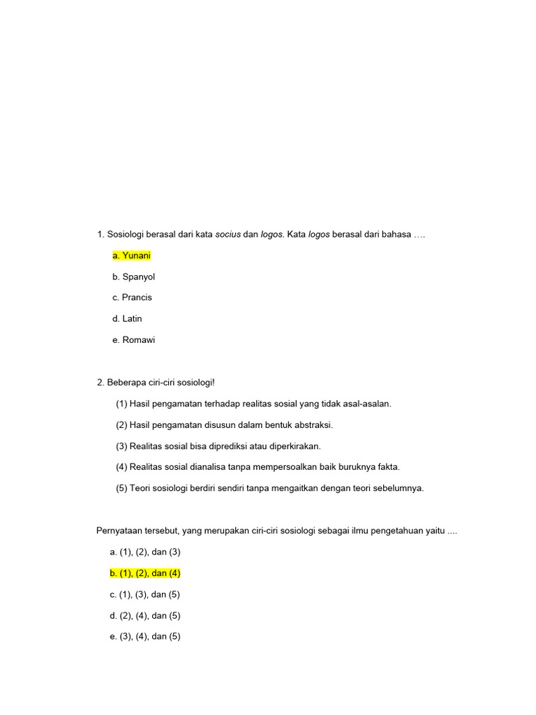 Kumpulan Soal Sosio X | PDF