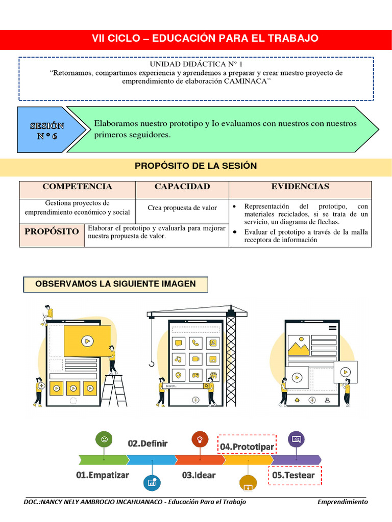 Ficha 6 Fase Prototipar y Evaluar DT | PDF | Diseño | Iniciativa empresarial