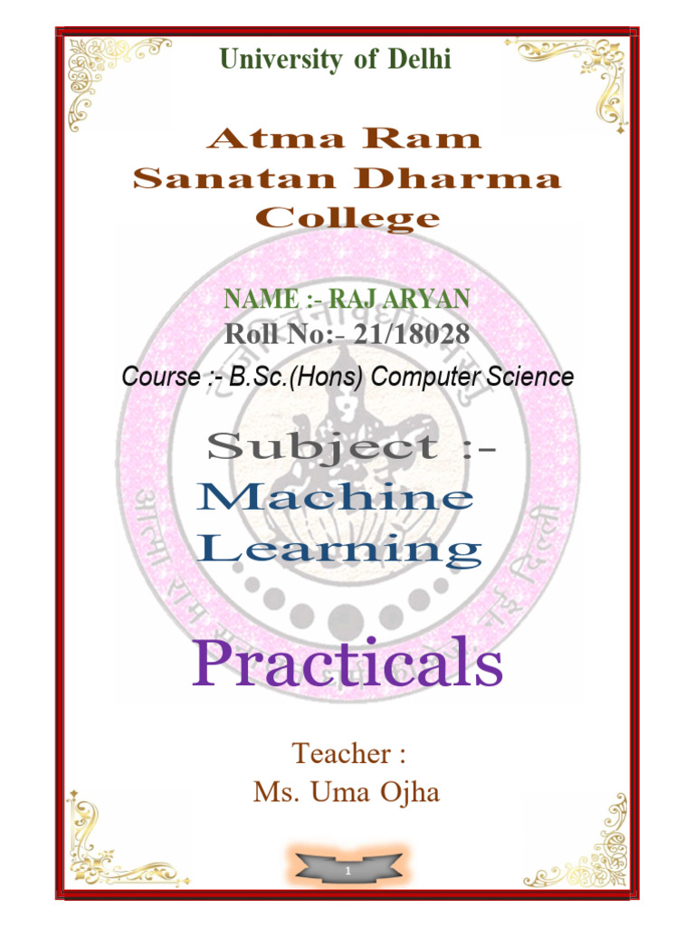 Raj Practical File (ML) | PDF | Applied Mathematics | Machine Learning