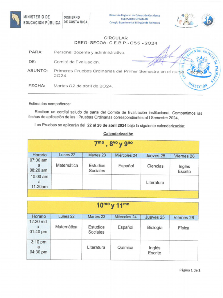 Circular DREO-SEC06 - C.E.B.P. 055-2024 | PDF