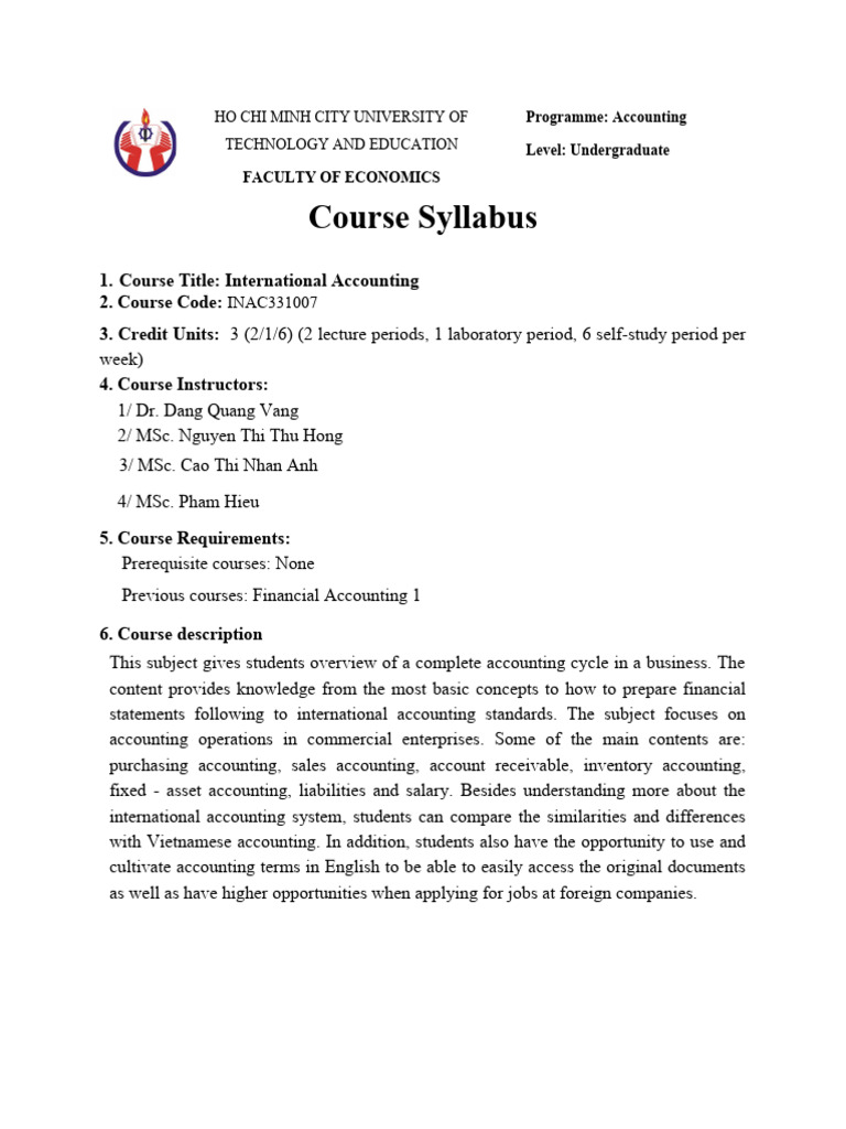 29.syllabus INAC331007 - International Accounting.v2 | PDF | Deferral ...