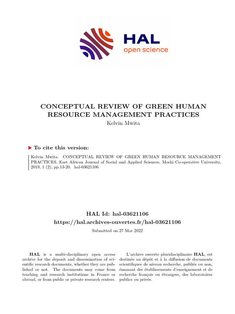 Conceptual Review of Green HRM Practices | PDF | Human Resources ...