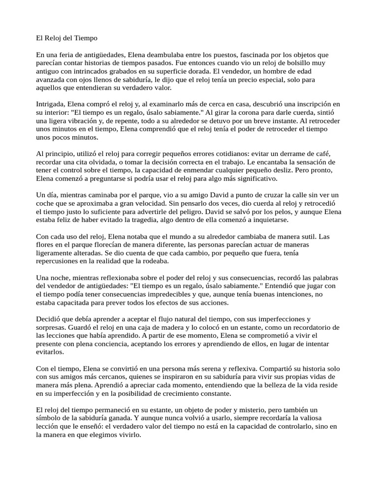 El Reloj Del Tiempo | Descargar gratis PDF | Reloj | Sabiduría