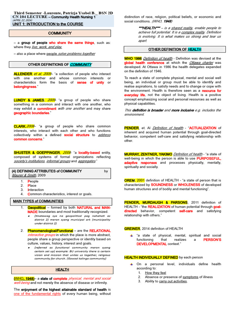 CN 104 Lec - Introduction To CHN | PDF | Nursing | Maternal Death