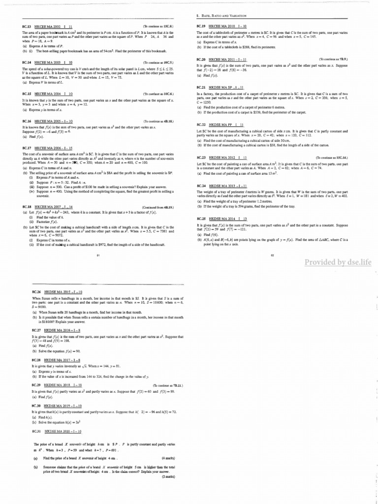 DSE Variation PAST PAPER | PDF