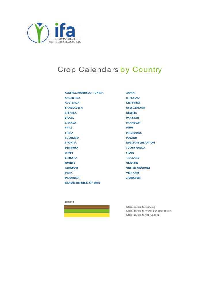 FUBC Crop Calendars by Country | PDF | Crops | Cereals FUBC Crop Calendars by Country | PDF | Crops | Cereals