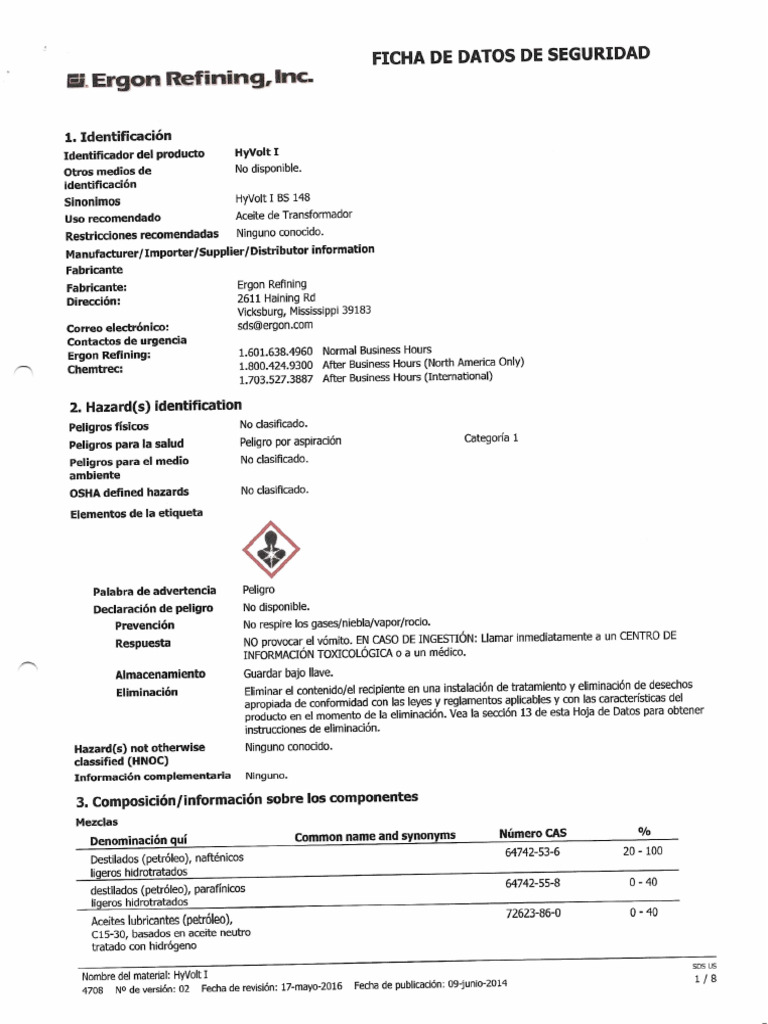 HDS Ergon Refining - Aceite Transformador | PDF