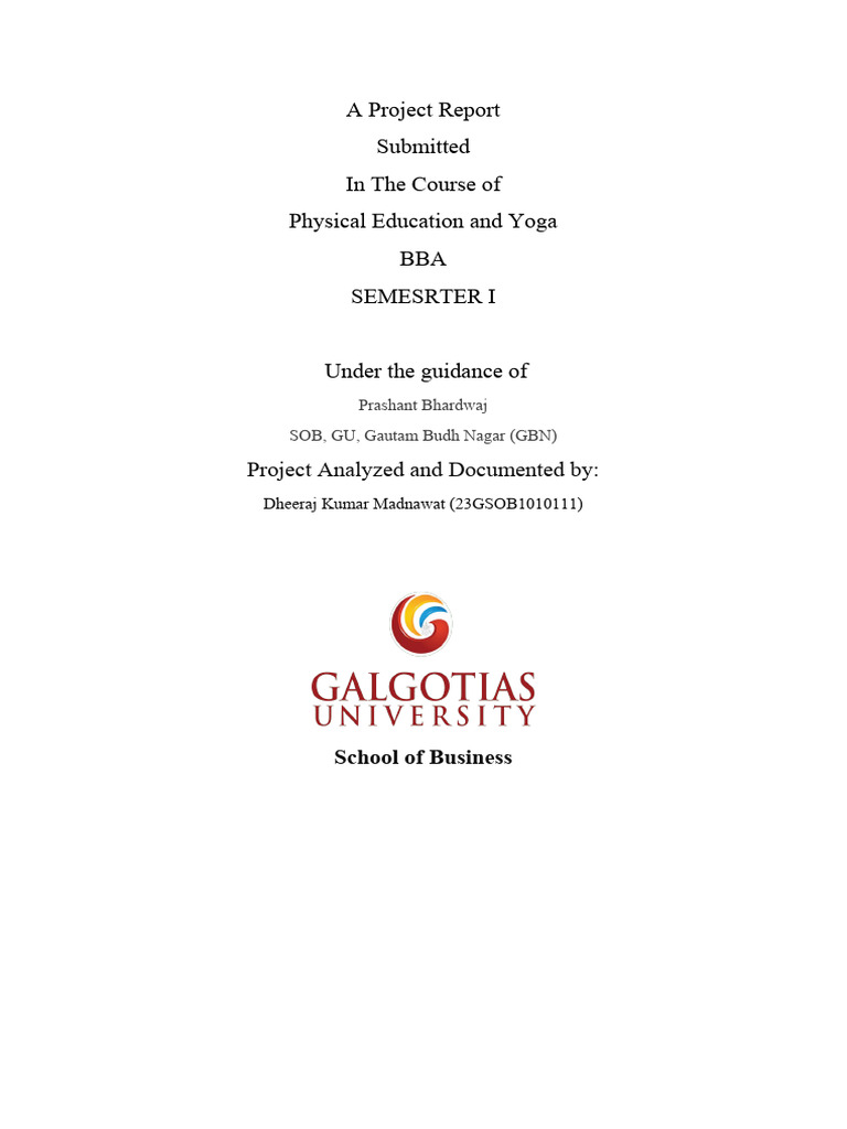 A Project Report on Physical Education and Yoga | PDF | Asana | Yoga