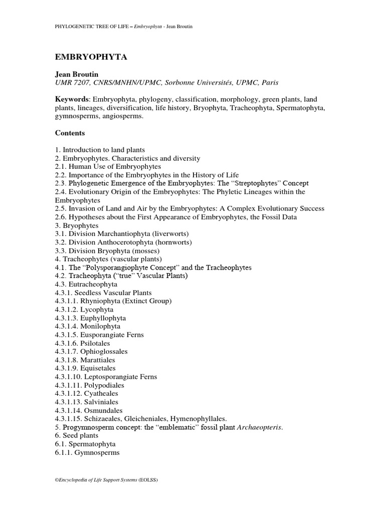 Embryophyta: Jean Broutin | PDF | Plants | Biology