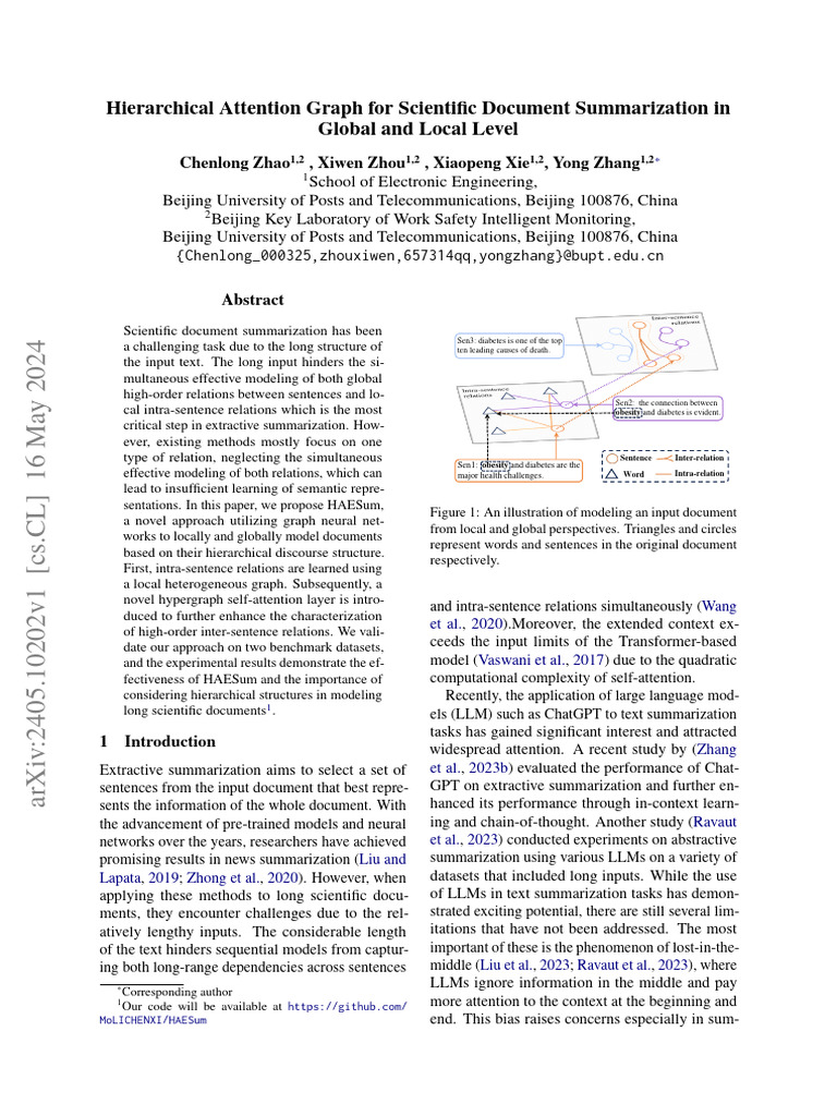 Hierarchical Attention Graph For Scientific Document Summarization in Global and Local Level ...