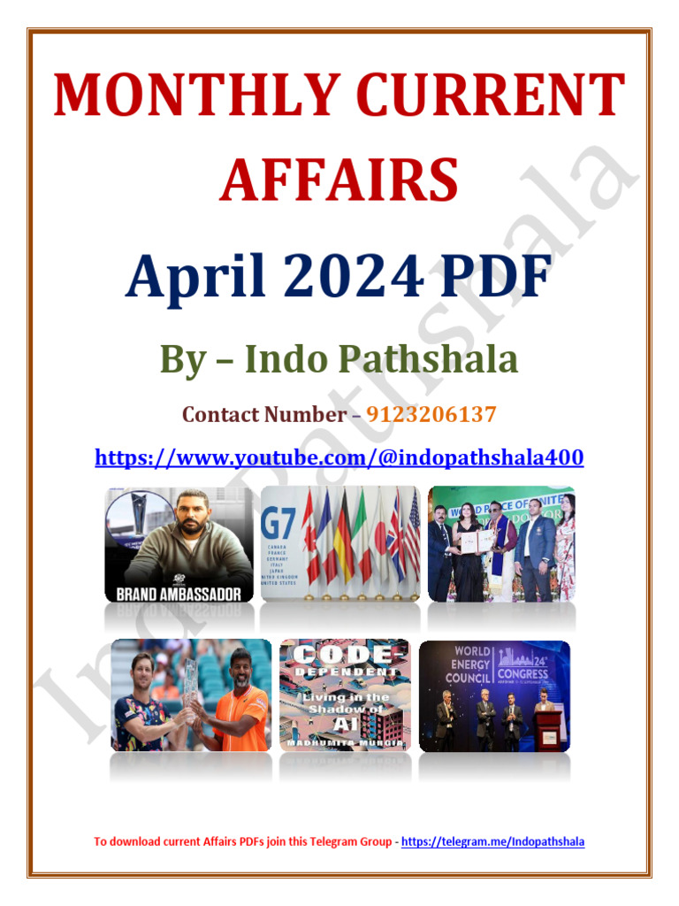 April 2024 Current Affairs PDF Guide | PDF | Cruise Missile | Reserve ...