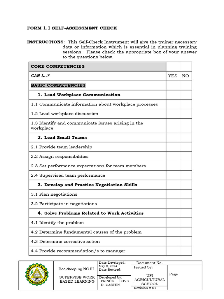 Supervising Work Based Learning Pdf Bookkeeping